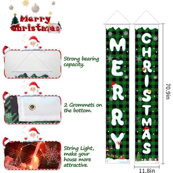 Holiday | Merry Christmas Banners With Lights Party Decor And Porch ...